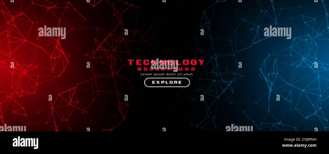 abstract technology background with red and blue lights Stock Vector ...