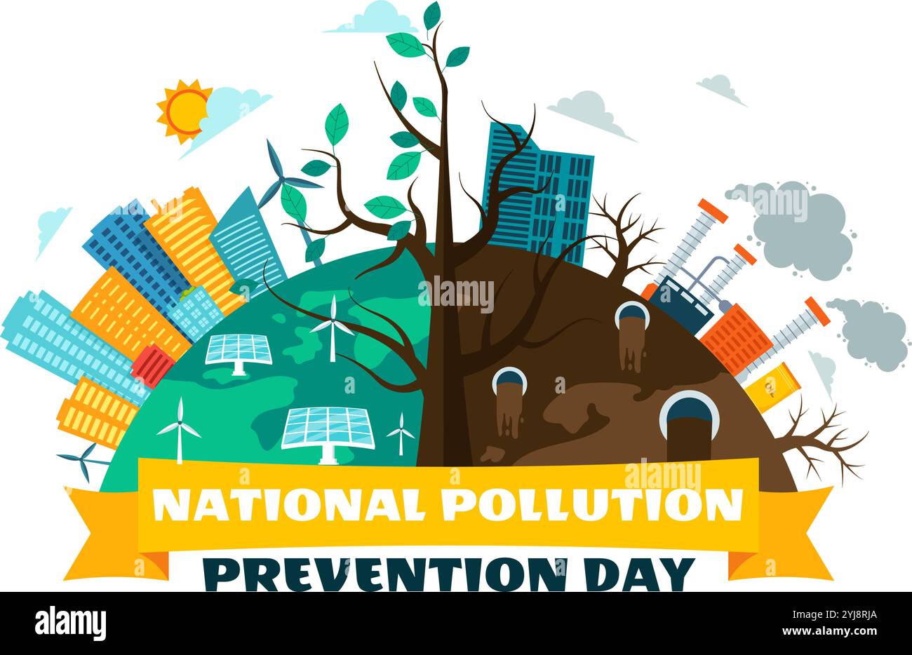 National Pollution Prevention Day Vector Illustration on 2 December for ...