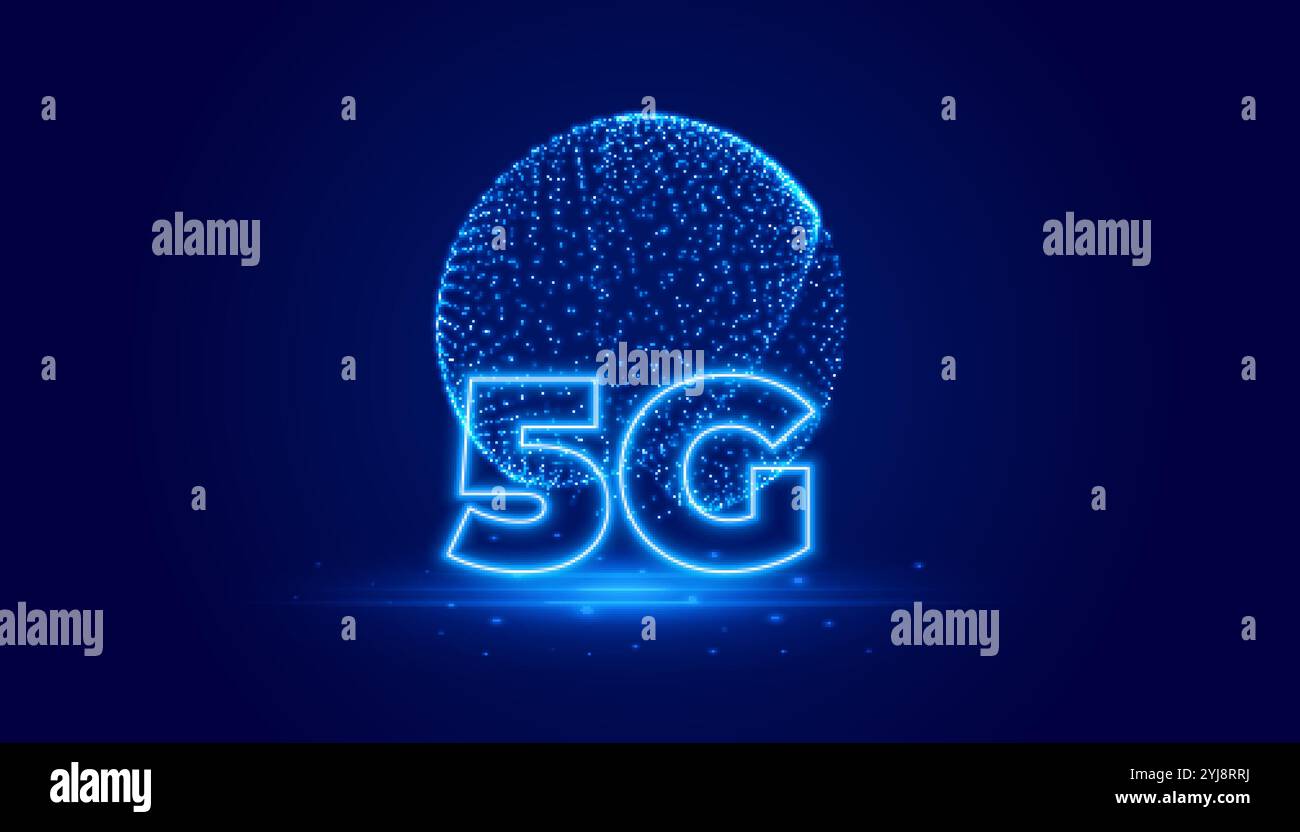 5G telecommunication technology digital background design Stock Vector ...