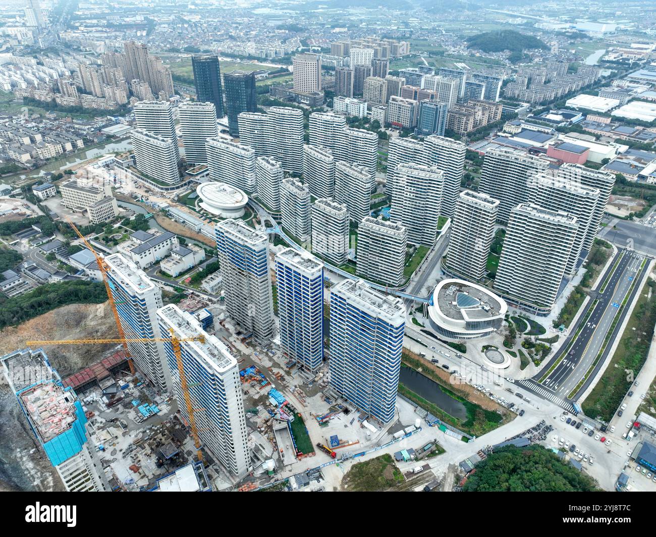 An aerial photo shows community construction in Zhoushan city, Zhejiang ...