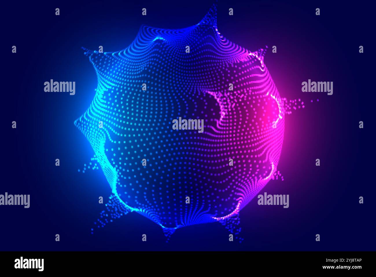 glowing digital particle sphere technology background design Stock ...