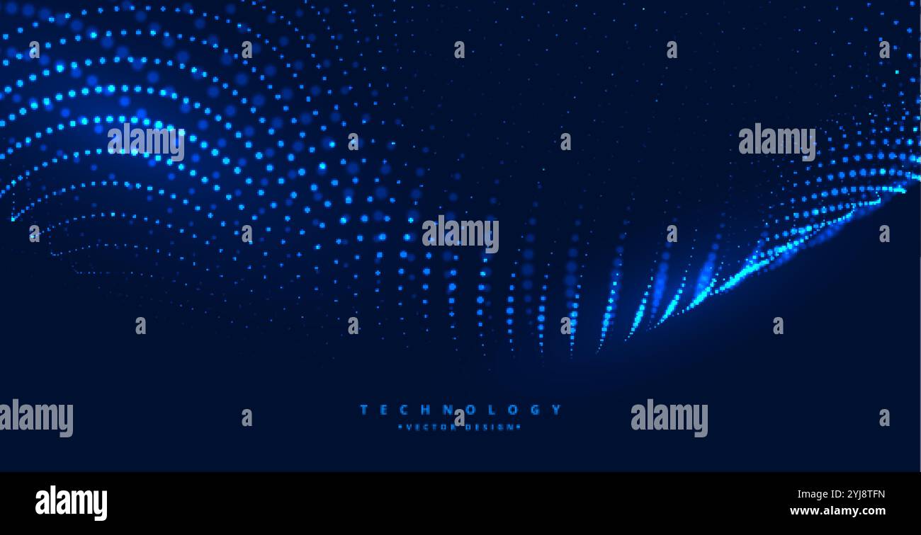 blue digital technology background with glowing particles Stock Vector ...