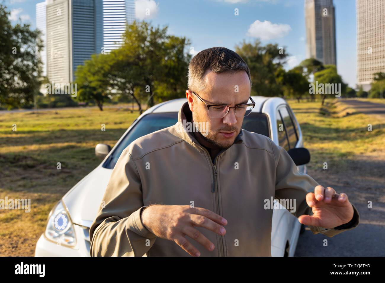 portrait of man real estate agent investor housing development out of ...