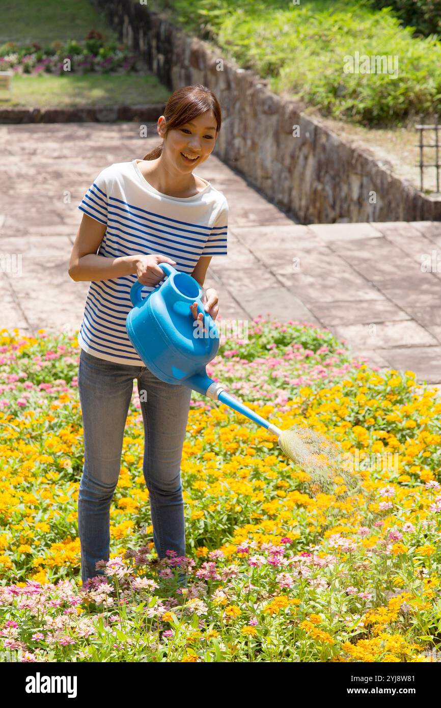 Yellow watering can flower hi-res stock photography and images - Alamy