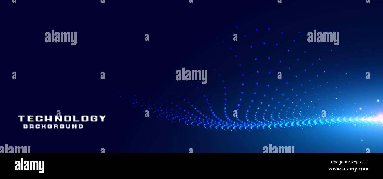 technology digital glowing wave particle banner design Stock Vector ...