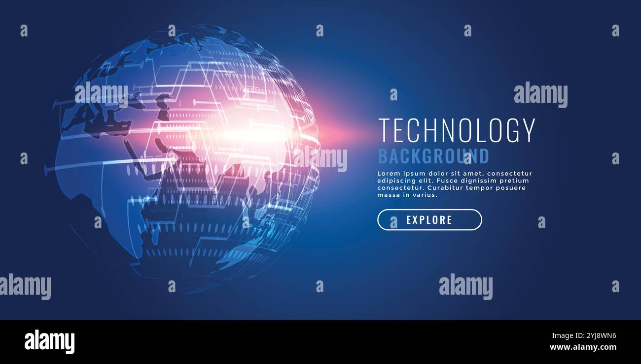 global technology digital earth futuristic background design Stock ...