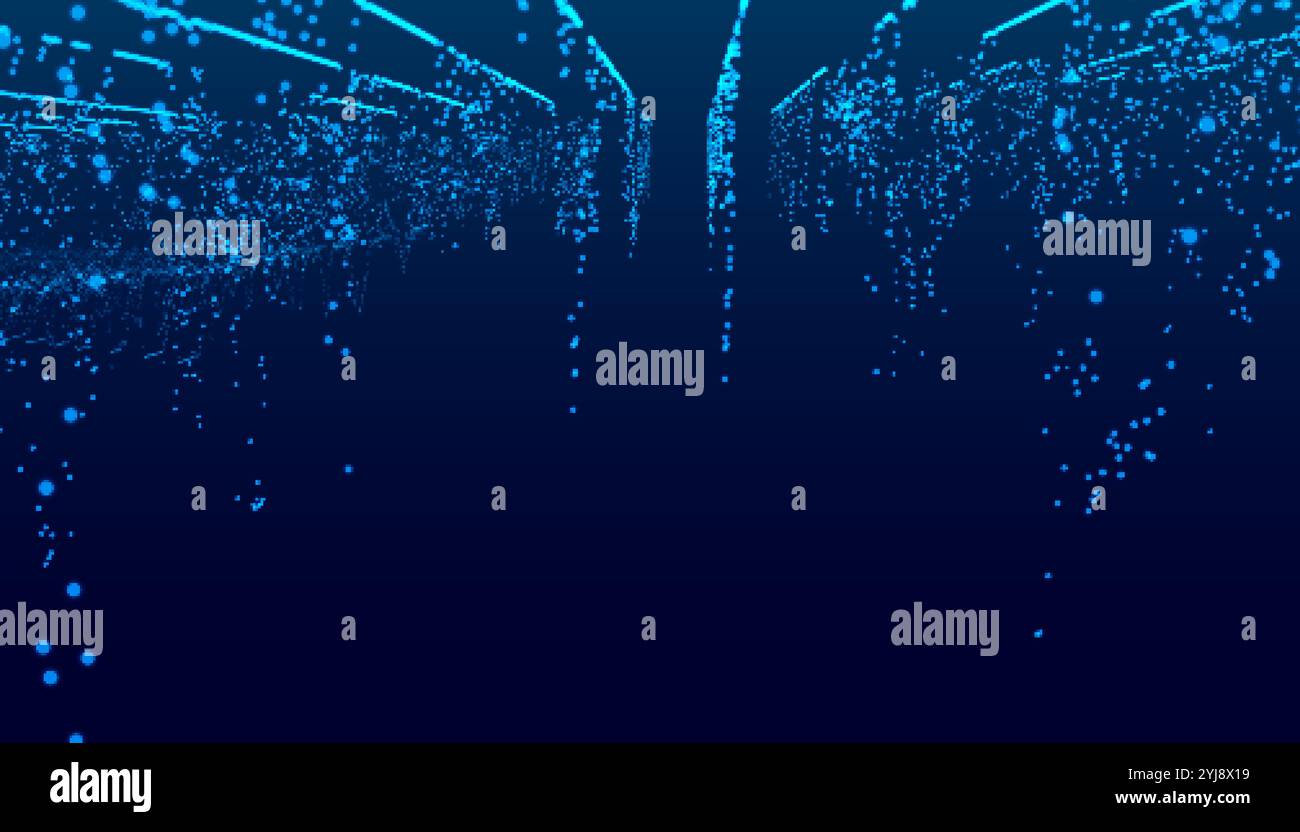 blue particles falling down digital technology background Stock Vector ...