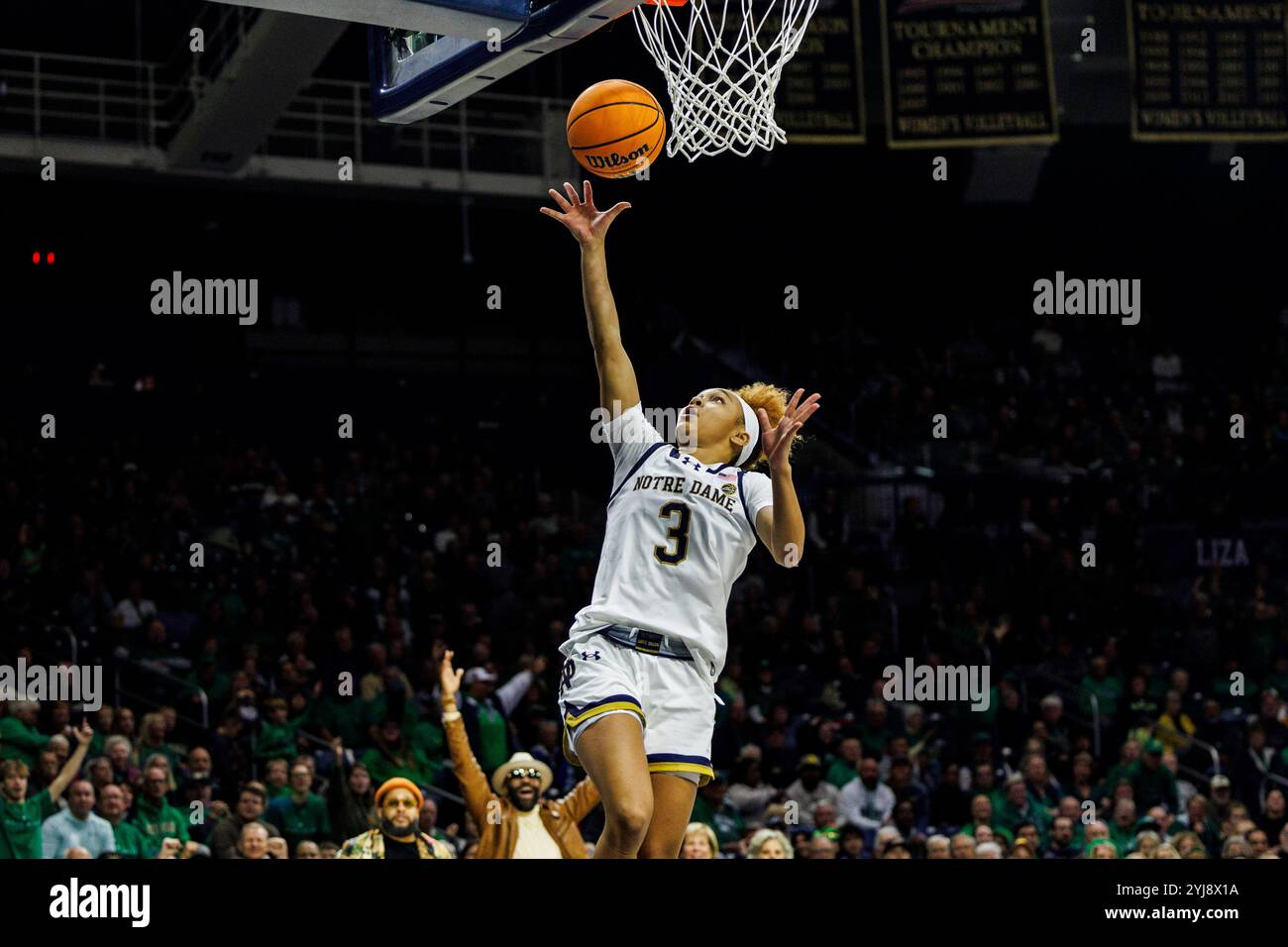 November 13, 2024: Notre Dame guard Hannah Hidalgo (3) goes up for a shot during NCAA Women's ...