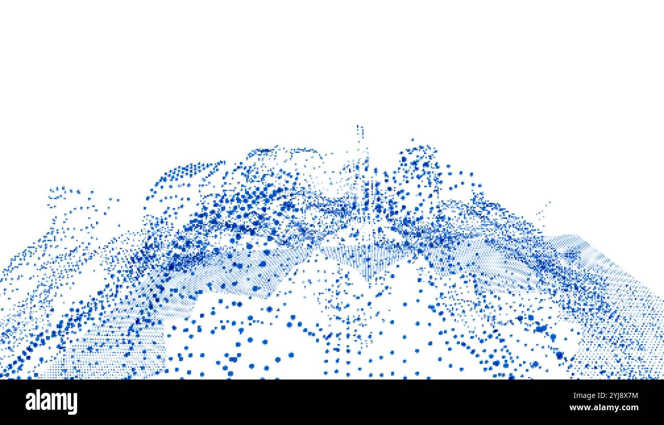 white background with blue digital particles design Stock Vector Image ...