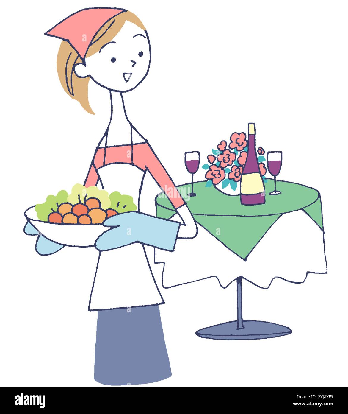 Clip art Woman preparing a meal Stock Photo - Alamy