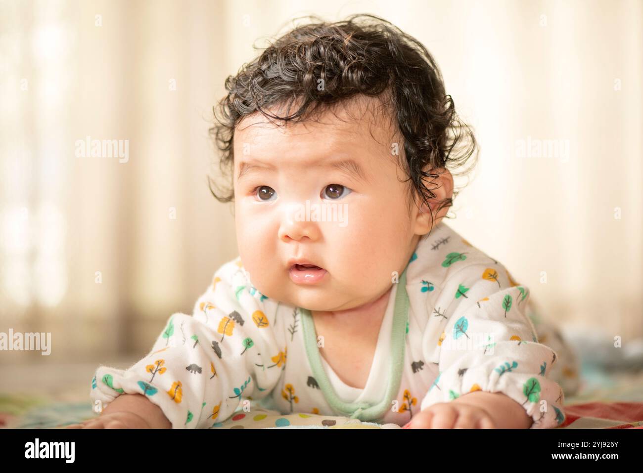 Four-month-old baby staring Stock Photo - Alamy