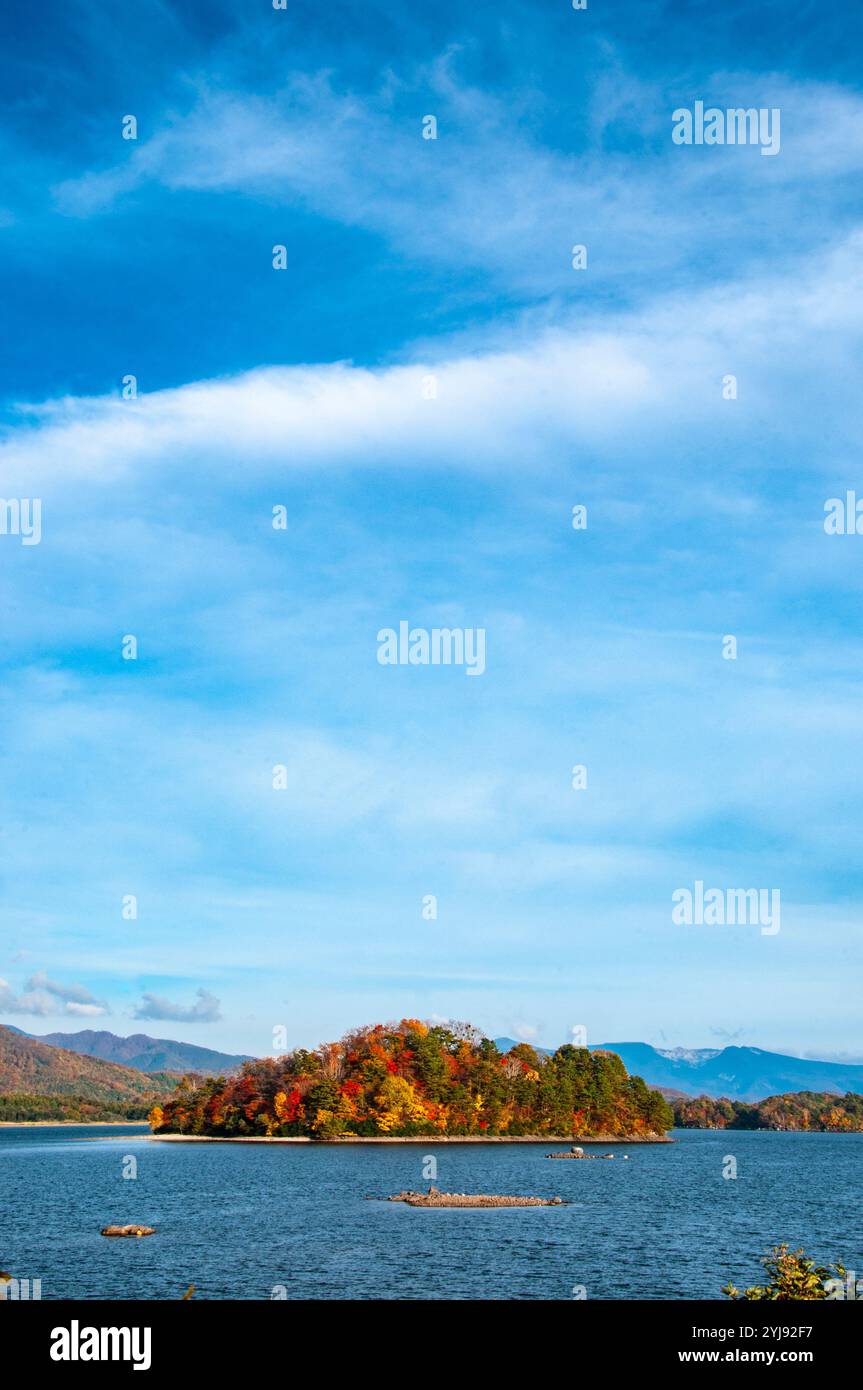 Lake Hibara in autumn leaves Stock Photo - Alamy