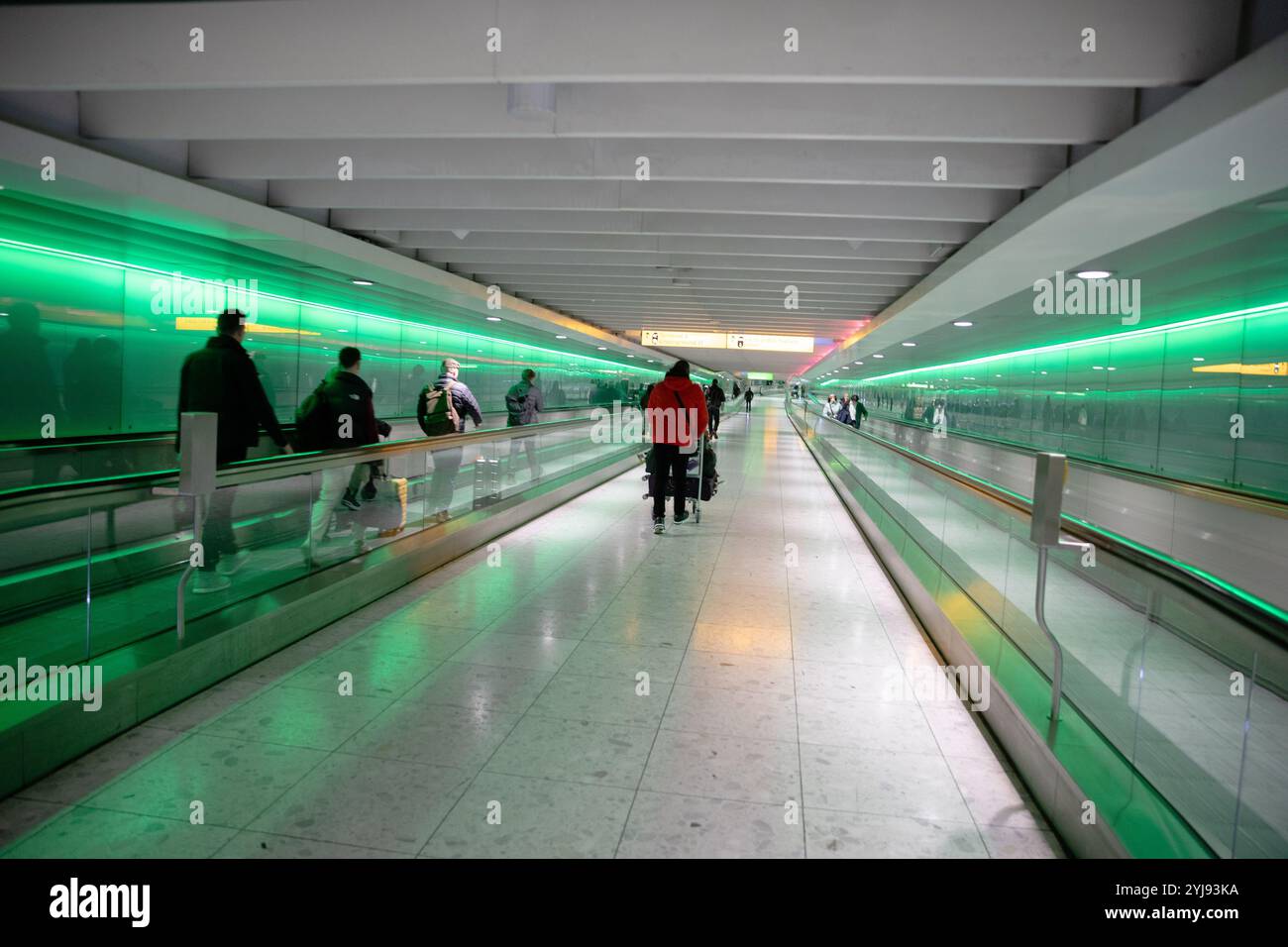 Nov 12, 2023. Heathrow, London. A people mover automatic walkway at ...