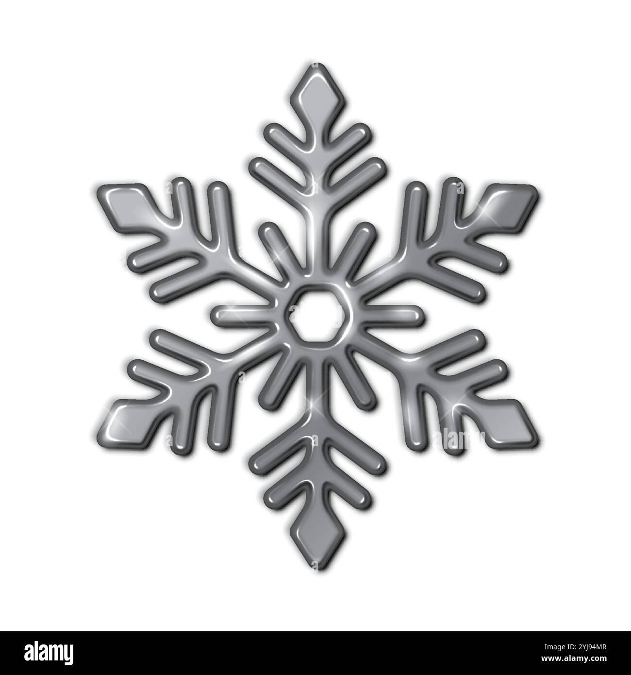 Shimmering metallic silver snowflake realistic vector illustration ...