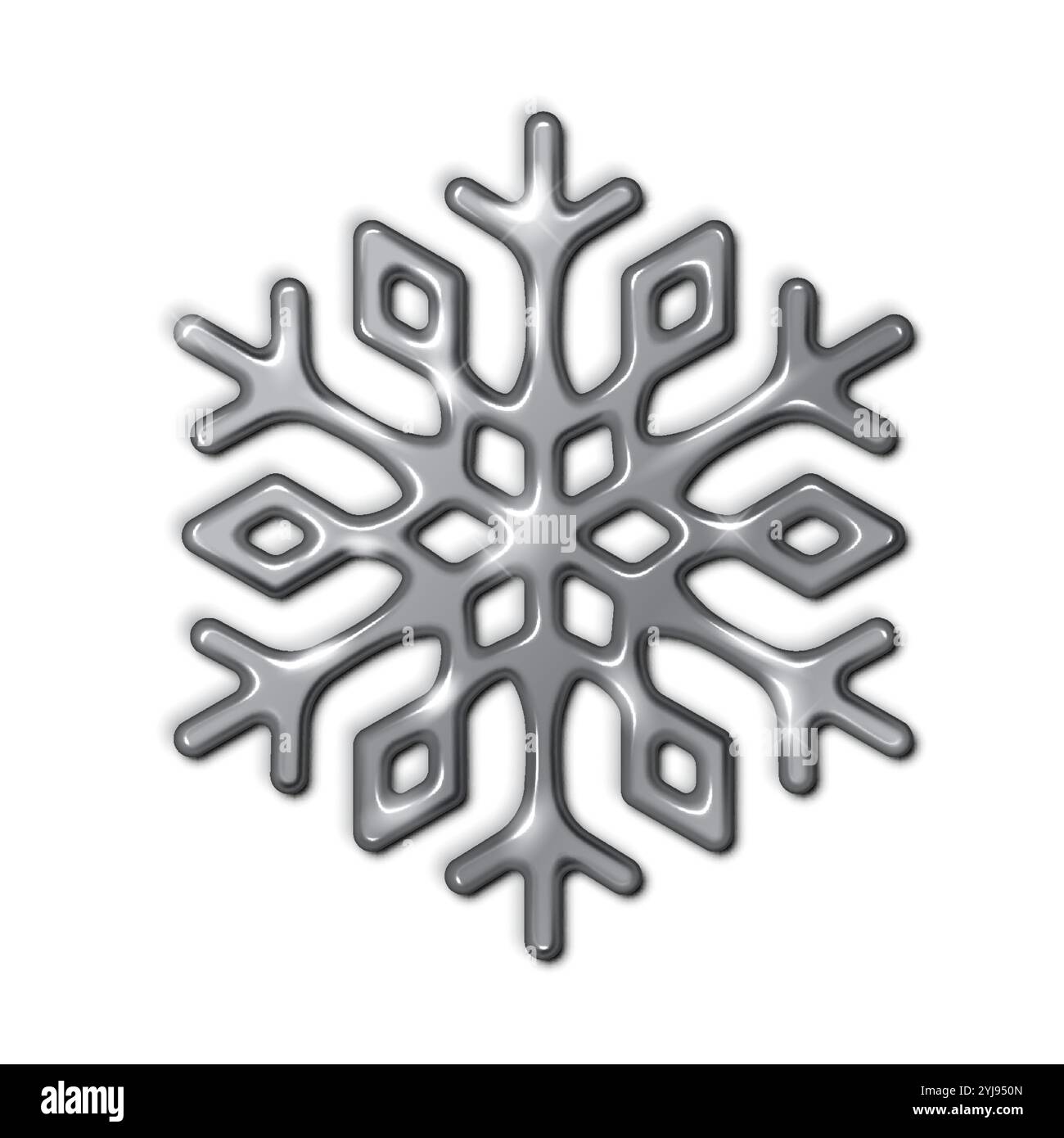 Silver snowflake with sparkles realistic vector illustration. Elegant ...
