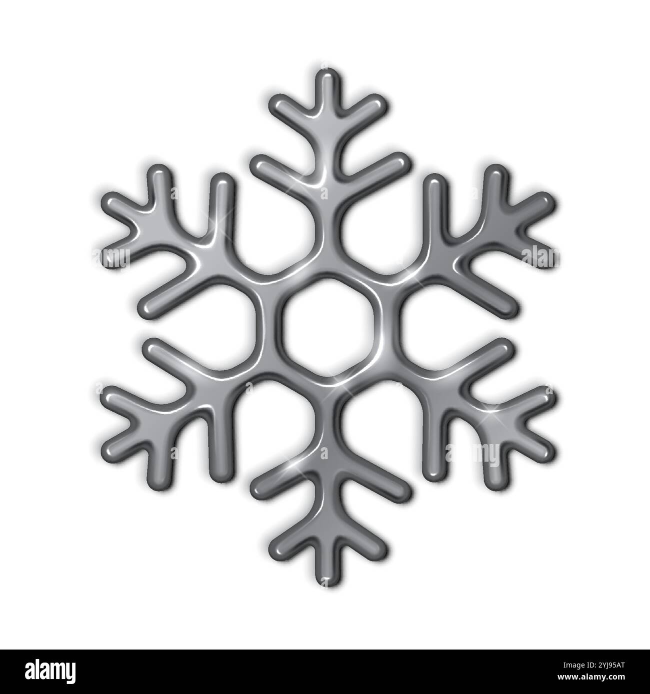 Metallic silver snowflake sparkling realistic vector illustration ...