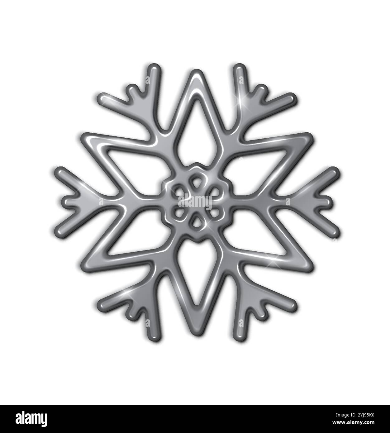 Silver metallic snowflake shape realistic vector illustration. Beauty ...