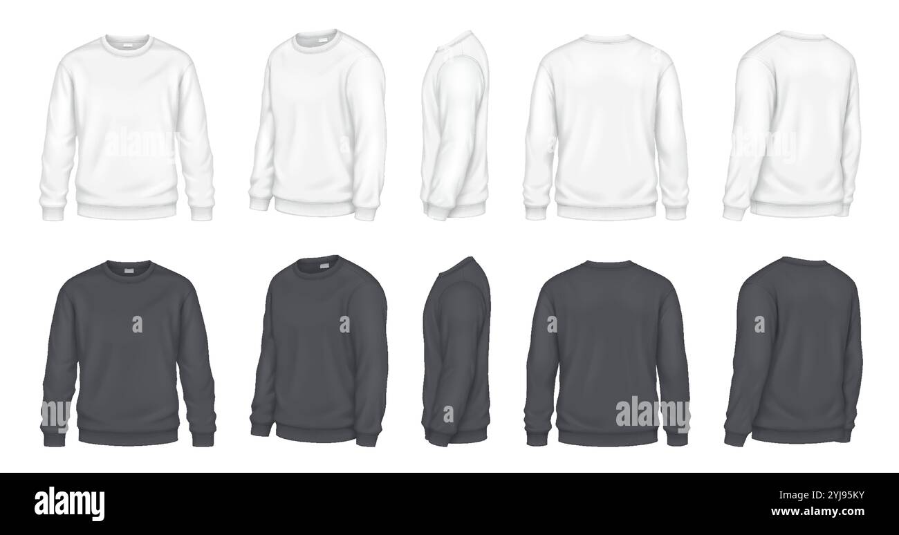 Warm sweatshirts of black and white color realistic vector ...