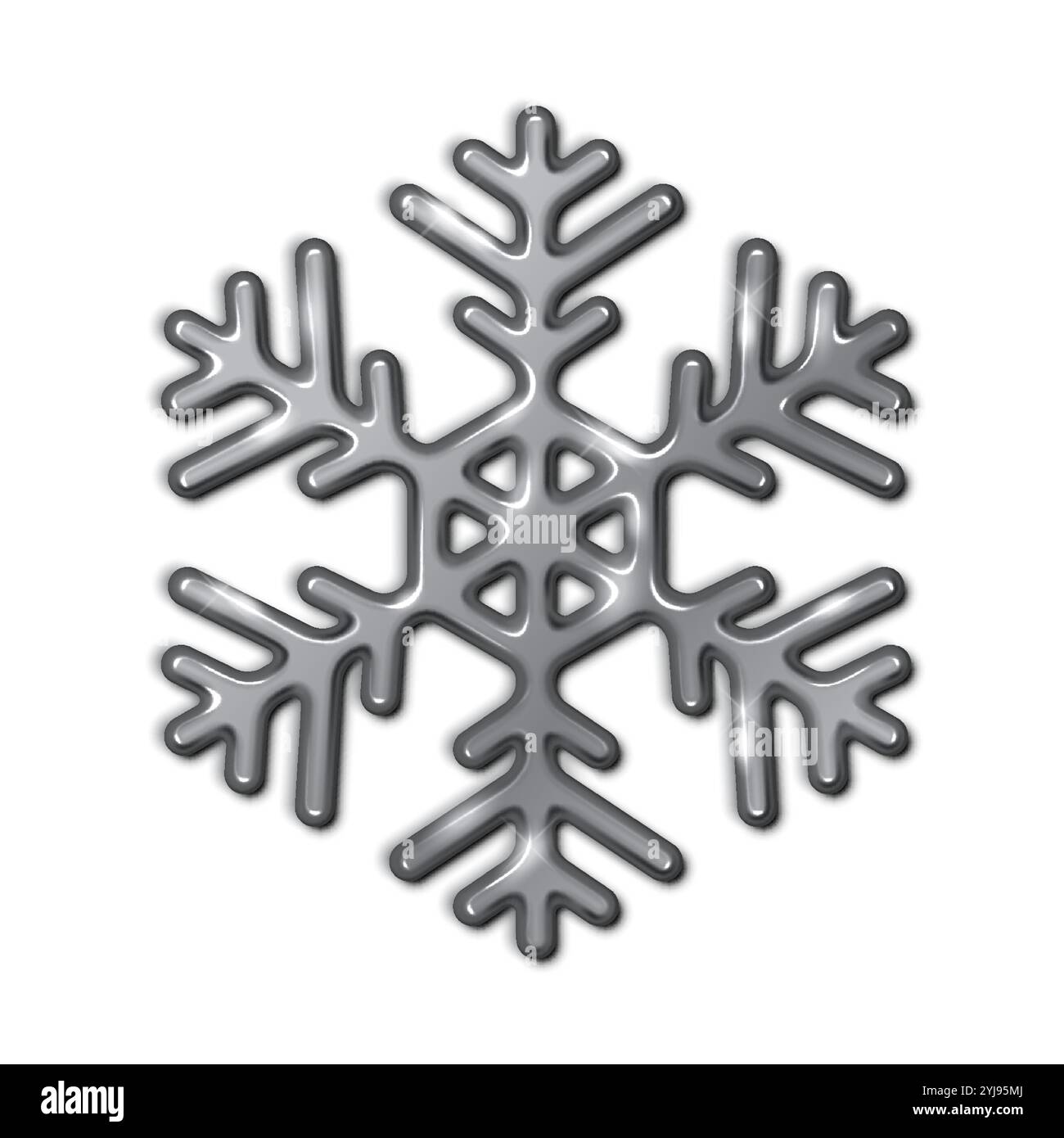 Metallic silver snowflake sparkling realistic vector illustration ...