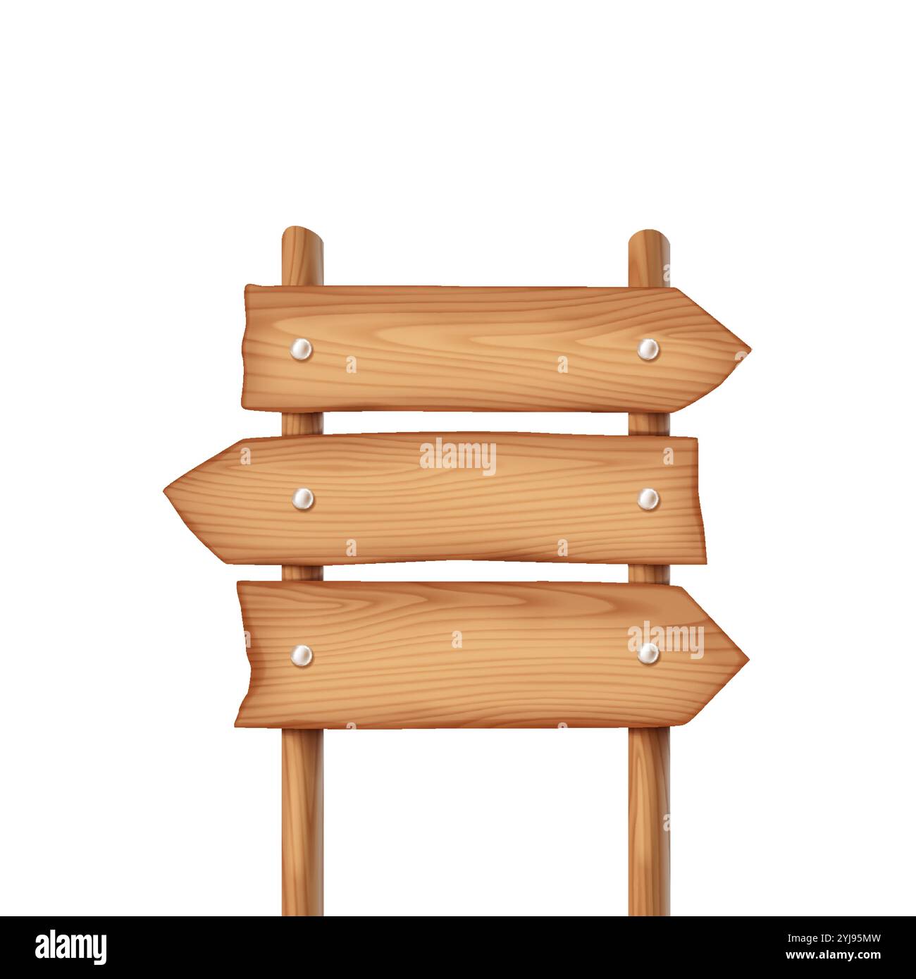 Blank wooden arrow signs pointing in different directions realistic ...