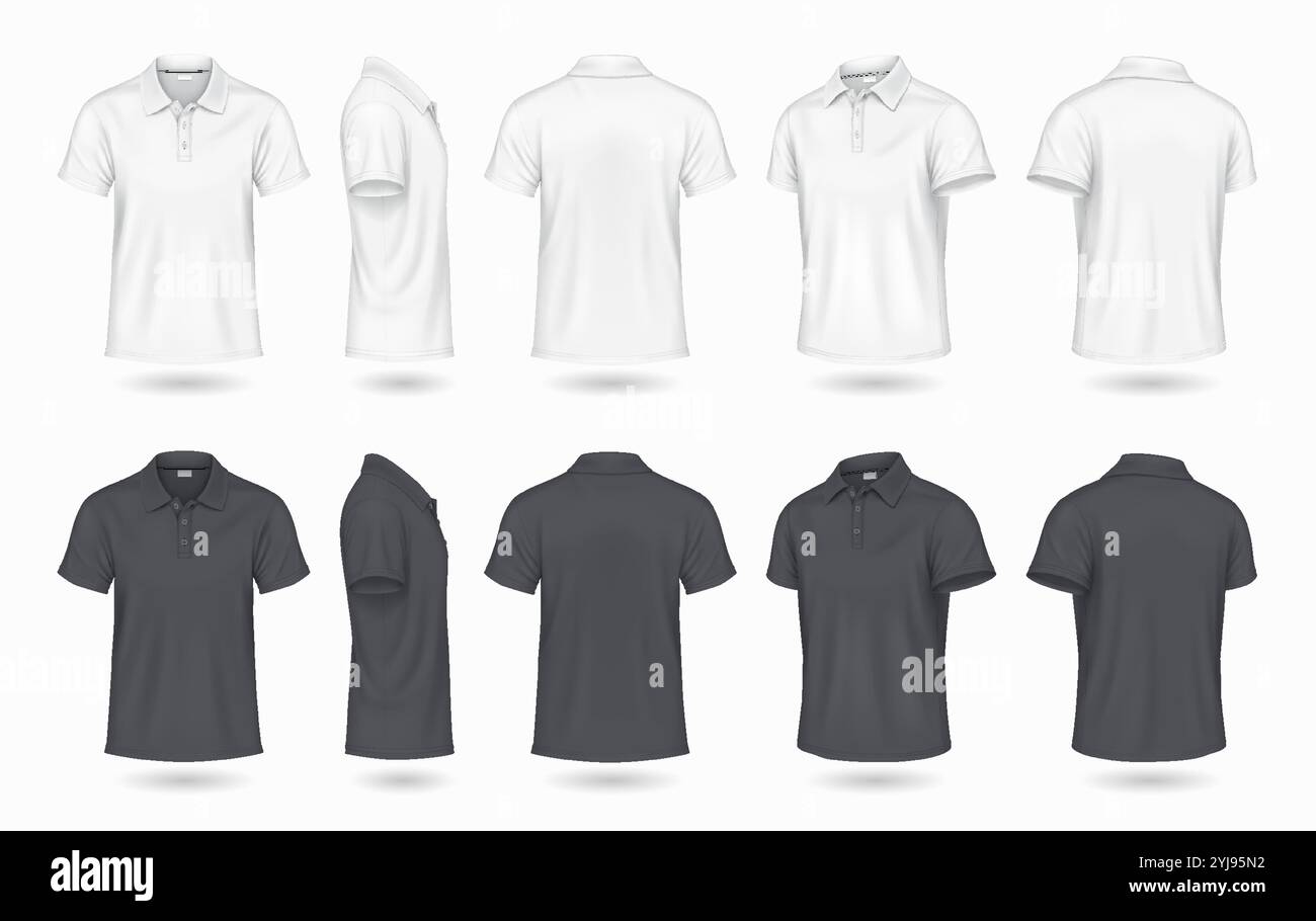 Classic polo shirts for men mockup design realistic vector illustration ...