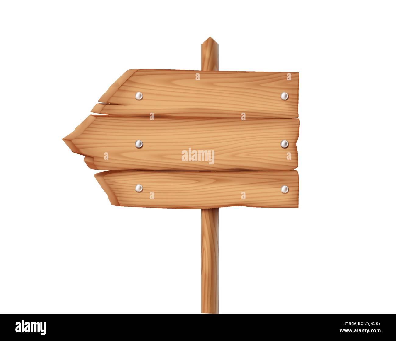 Wooden arrow signpost of brown planks realistic vector illustration ...