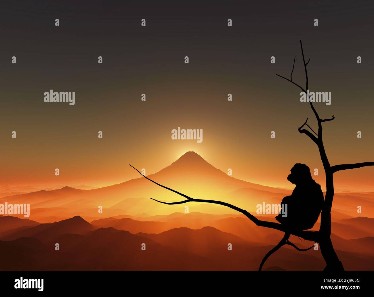 Mt Fuji and monkey Stock Photo - Alamy