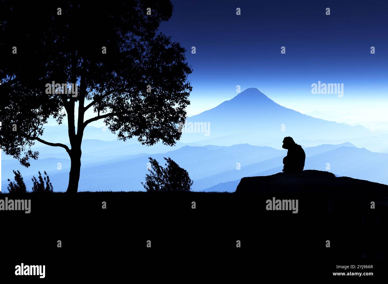 Mt Fuji and monkey Stock Photo - Alamy