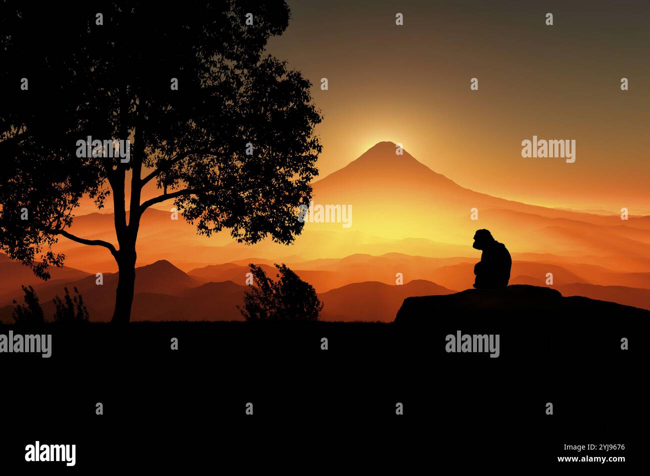 Mt Fuji and monkey Stock Photo - Alamy