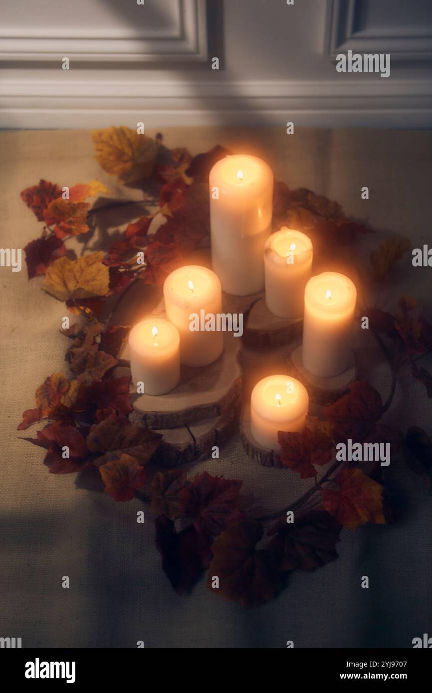 Multiple lighted candles Stock Photo - Alamy