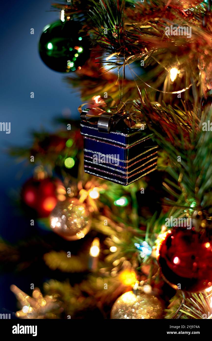 Christmas tree with decorated ornaments Stock Photo - Alamy