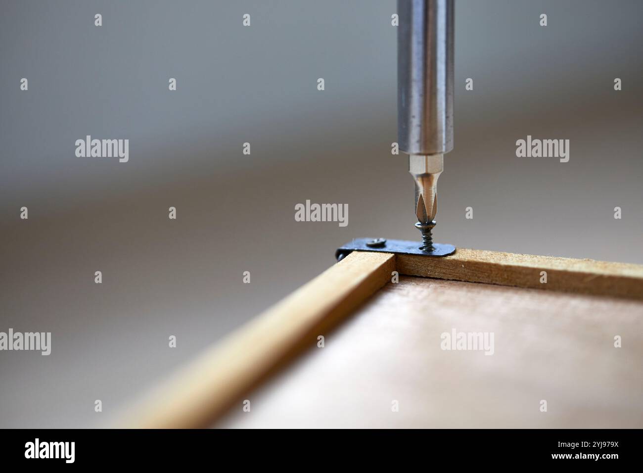 Close-up of electric screwdriver driving small screws Stock Photo - Alamy
