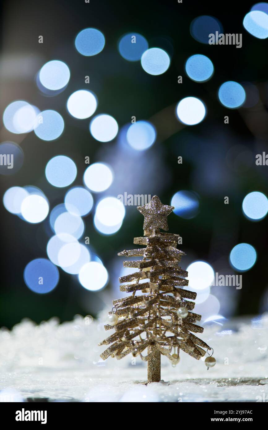 Christmas tree with balls of light and goals Stock Photo - Alamy