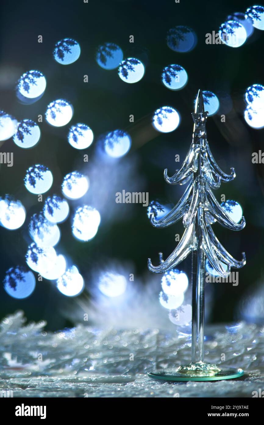 Snowflake ball of light and crystal Christmas tree Stock Photo - Alamy