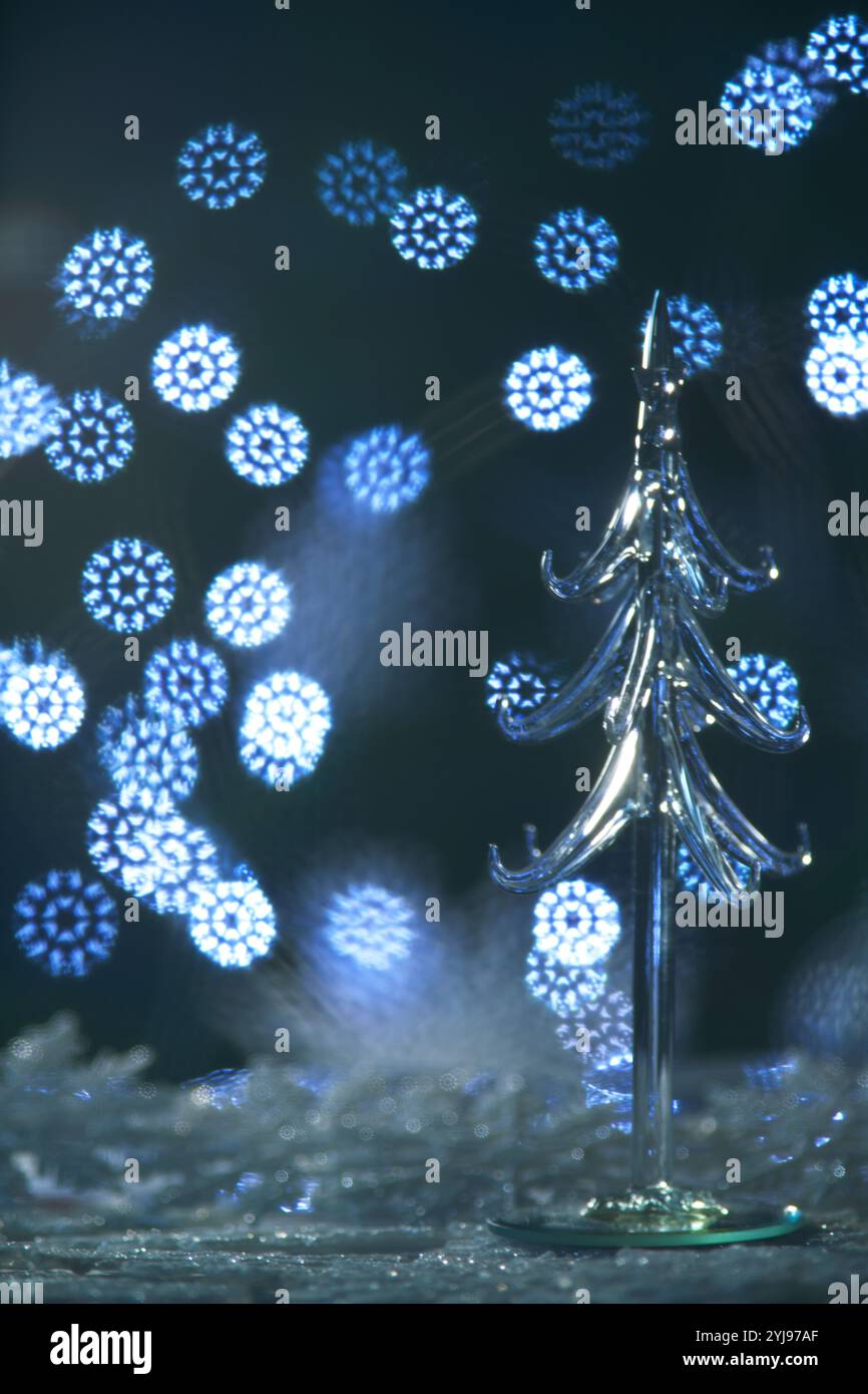 Snowflake ball of light and crystal Christmas tree Stock Photo - Alamy