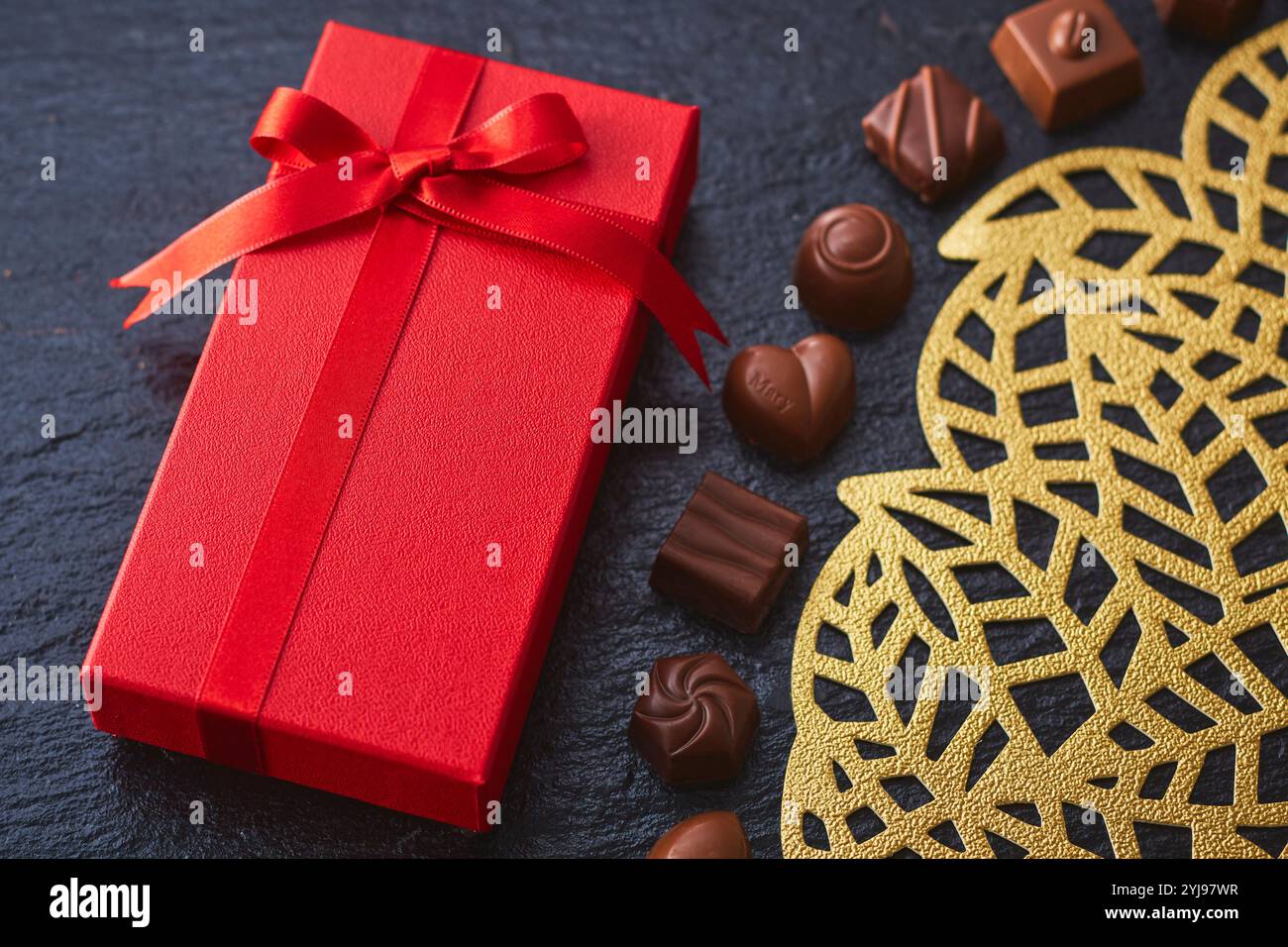 Red gift box chocolates hi-res stock photography and images - Alamy