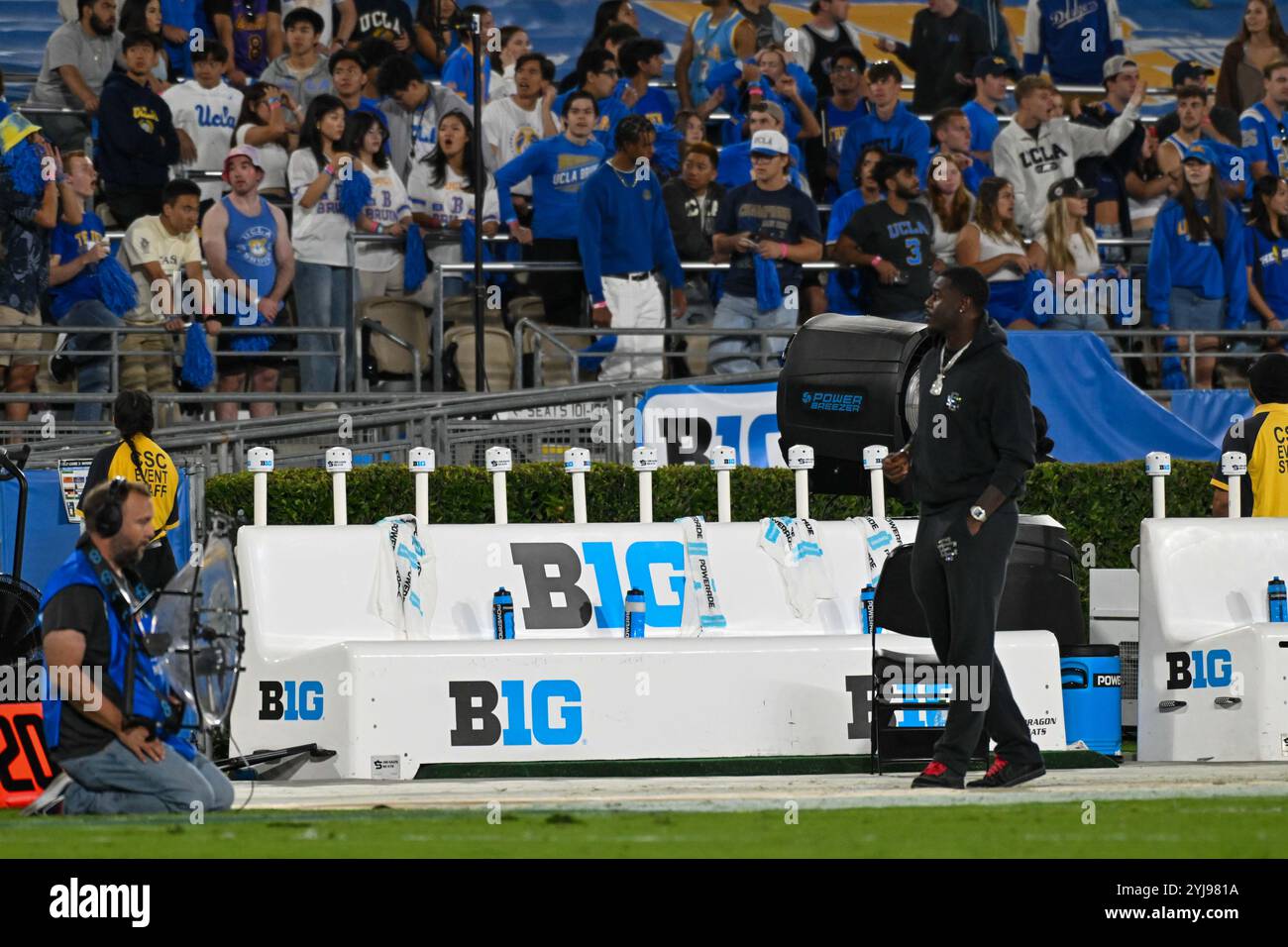 Detailed view of Dragon Seats BIG 10 team benches during a NCAA ...