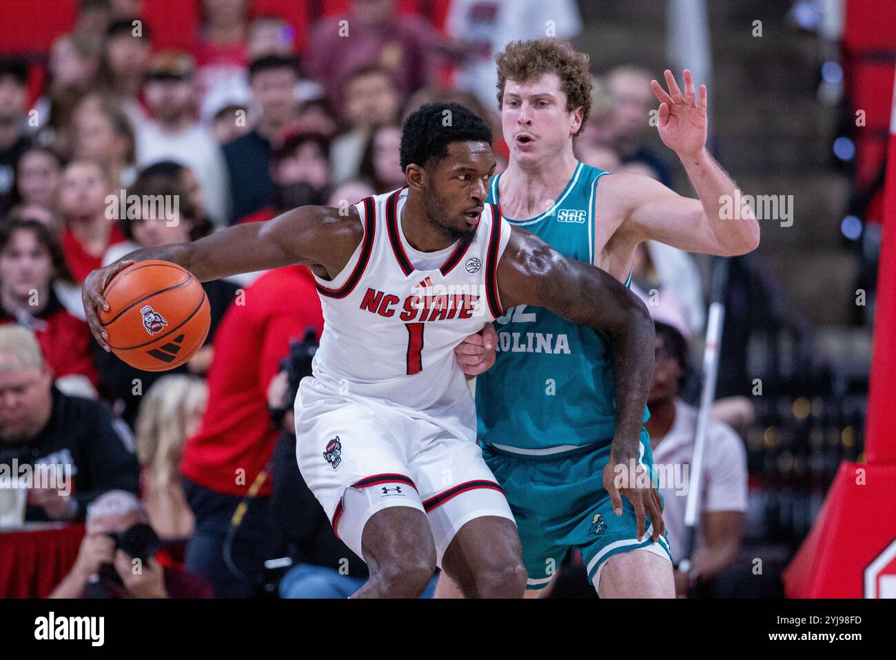 Raleigh, NC, USA. 13th Nov, 2024. North Carolina State Wolfpack forward ...