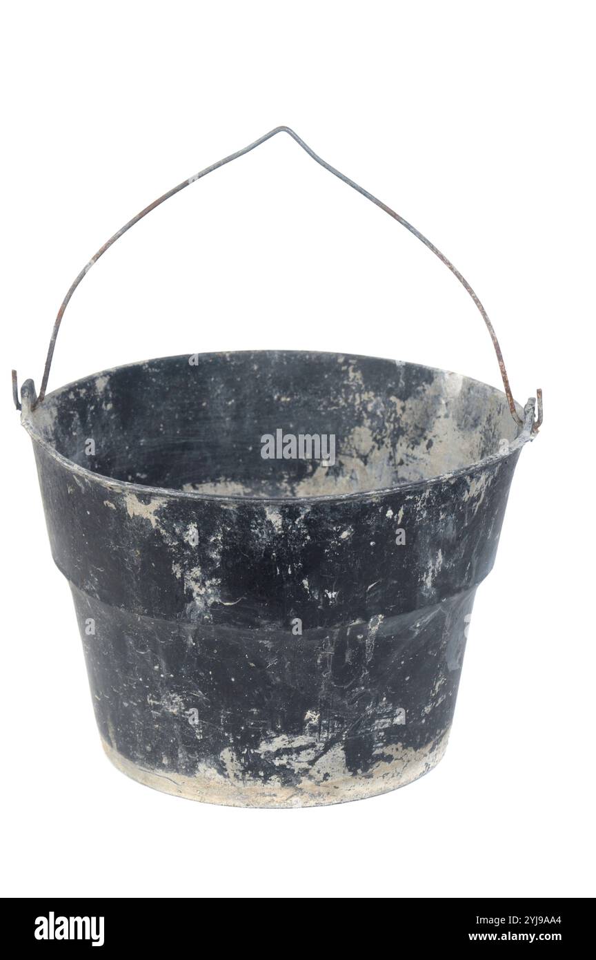 black cement bucket isolated on white background Stock Photo - Alamy