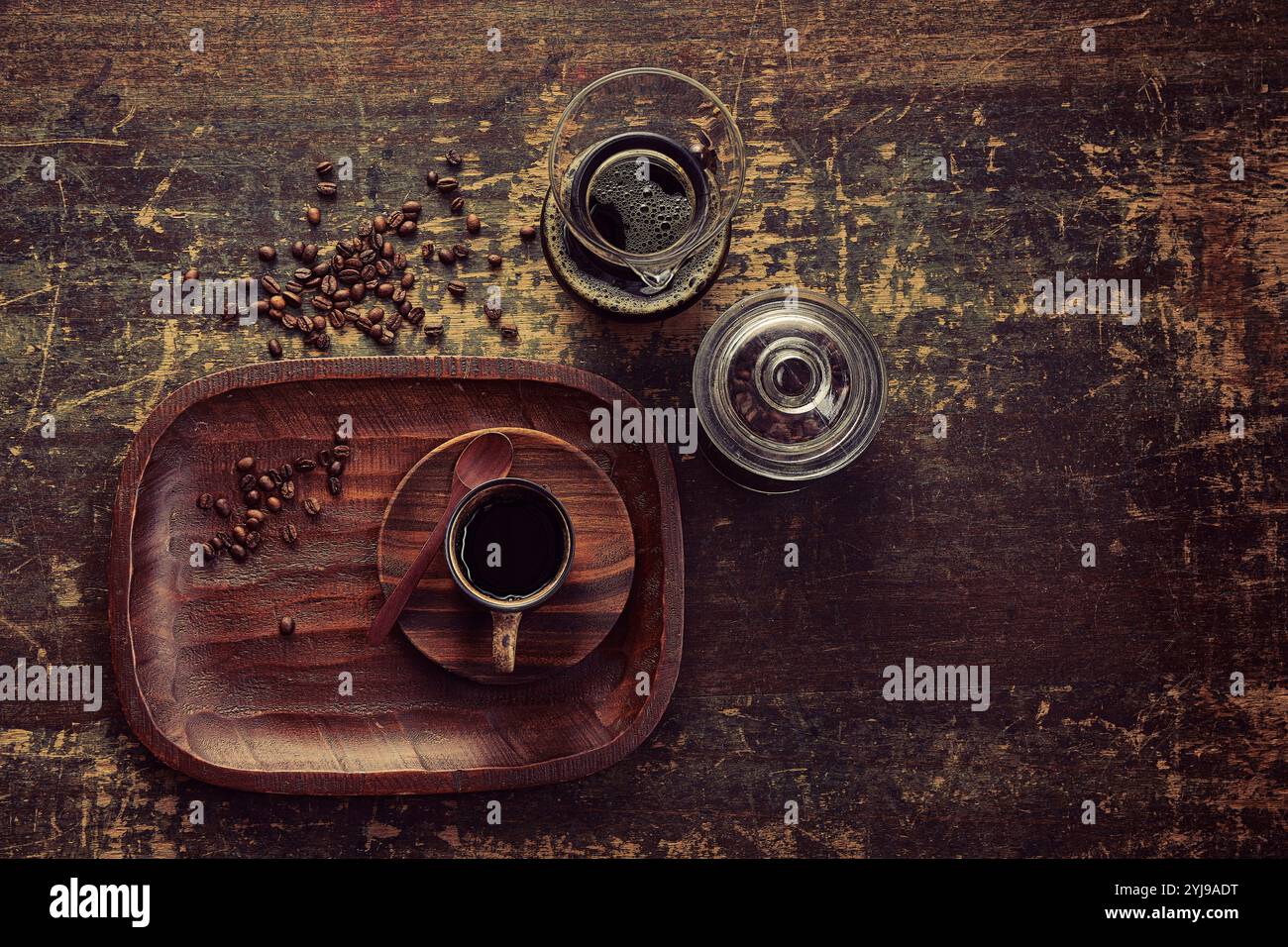 Antique wooden top and coffee set Stock Photo - Alamy