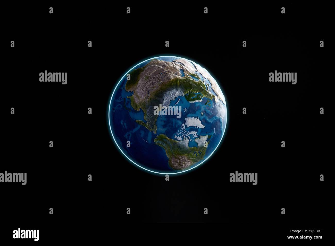 Earth floating in dark space Stock Photo - Alamy