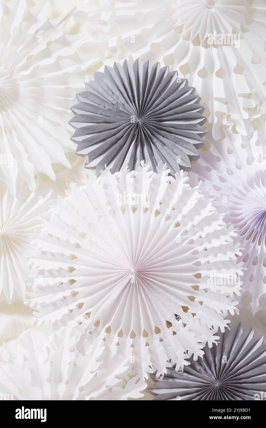 White and grey circular paper craft with pattern Stock Photo - Alamy