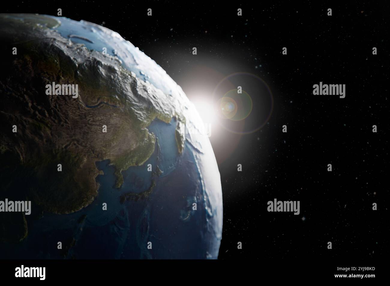 Earth floating in dark space Stock Photo - Alamy