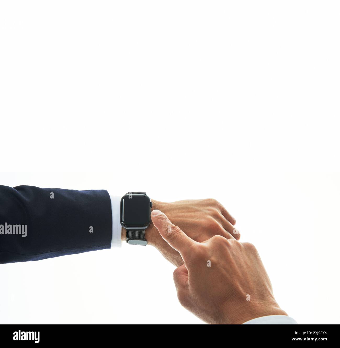 Hand of a businessman operating a smartwatch Stock Photo - Alamy