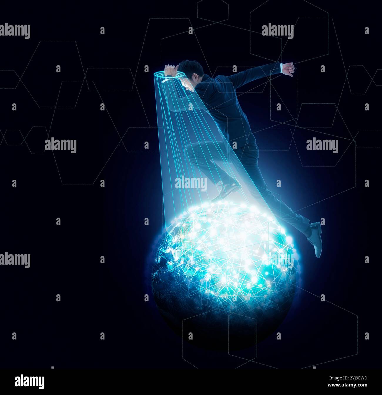 Sphere of light from smartwatch of man in suit Stock Photo - Alamy