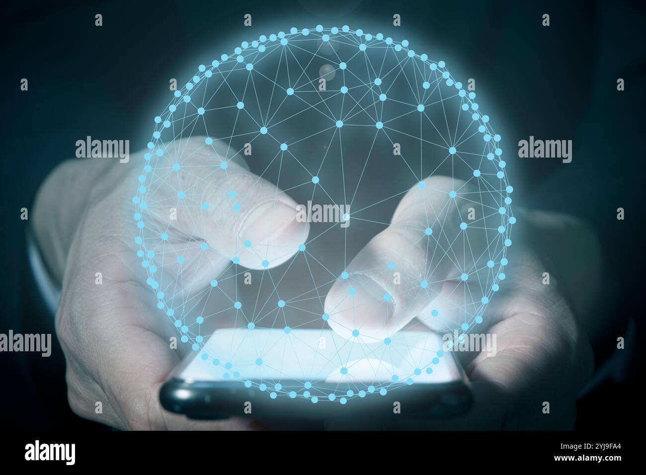 Smartphones and electronic spheres Stock Photo - Alamy