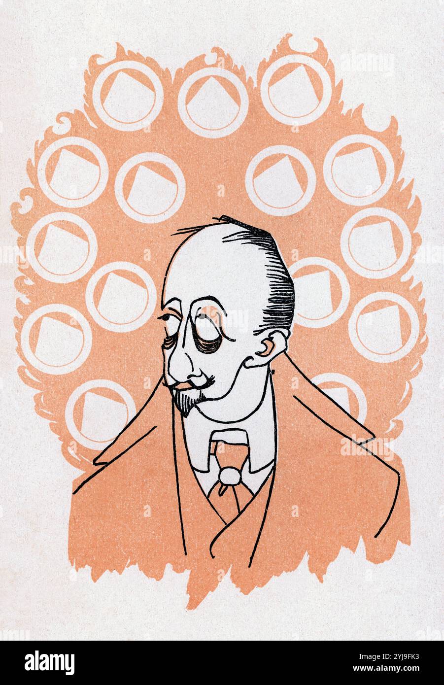 Caricatura de Gabriel d'Annunzio (Pescara, 1863-Gardone Riviera ...