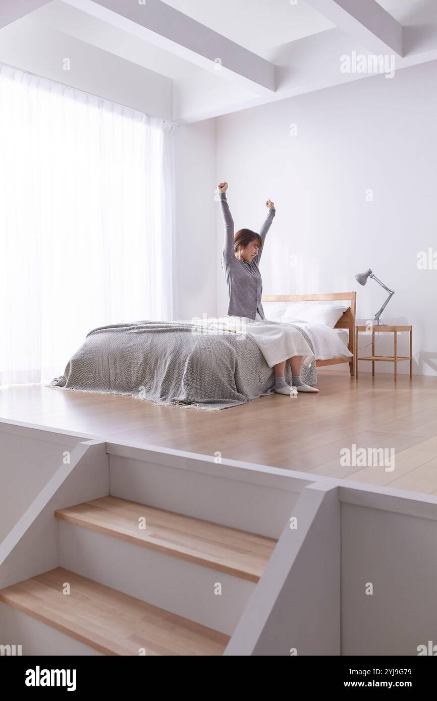 Large, simple room on step floor Stock Photo - Alamy