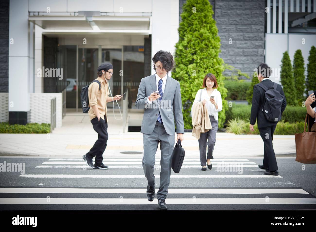 People crossing pedestrian crossings while walking on their phones ...