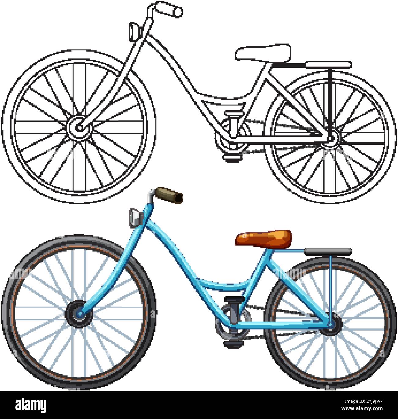 Detailed vector of a bicycle in two styles Stock Vector Image & Art - Alamy